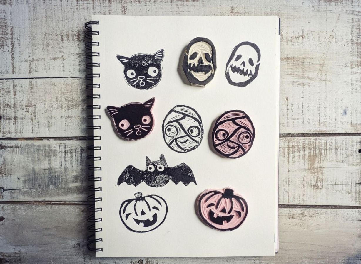 Halloween Printmaking With Linocut Stamps - Kindred + Willow