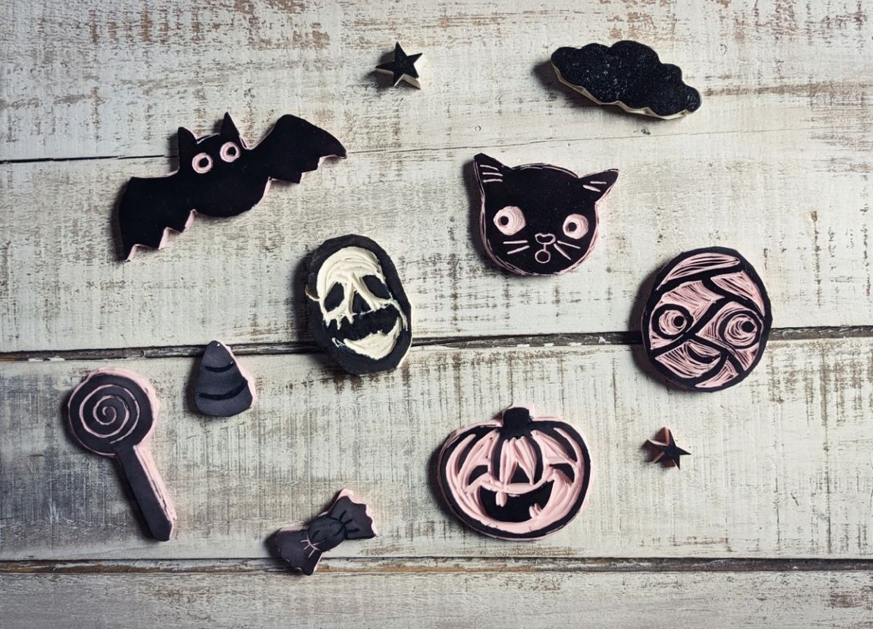 Halloween Printmaking With Linocut Stamps - Kindred + Willow