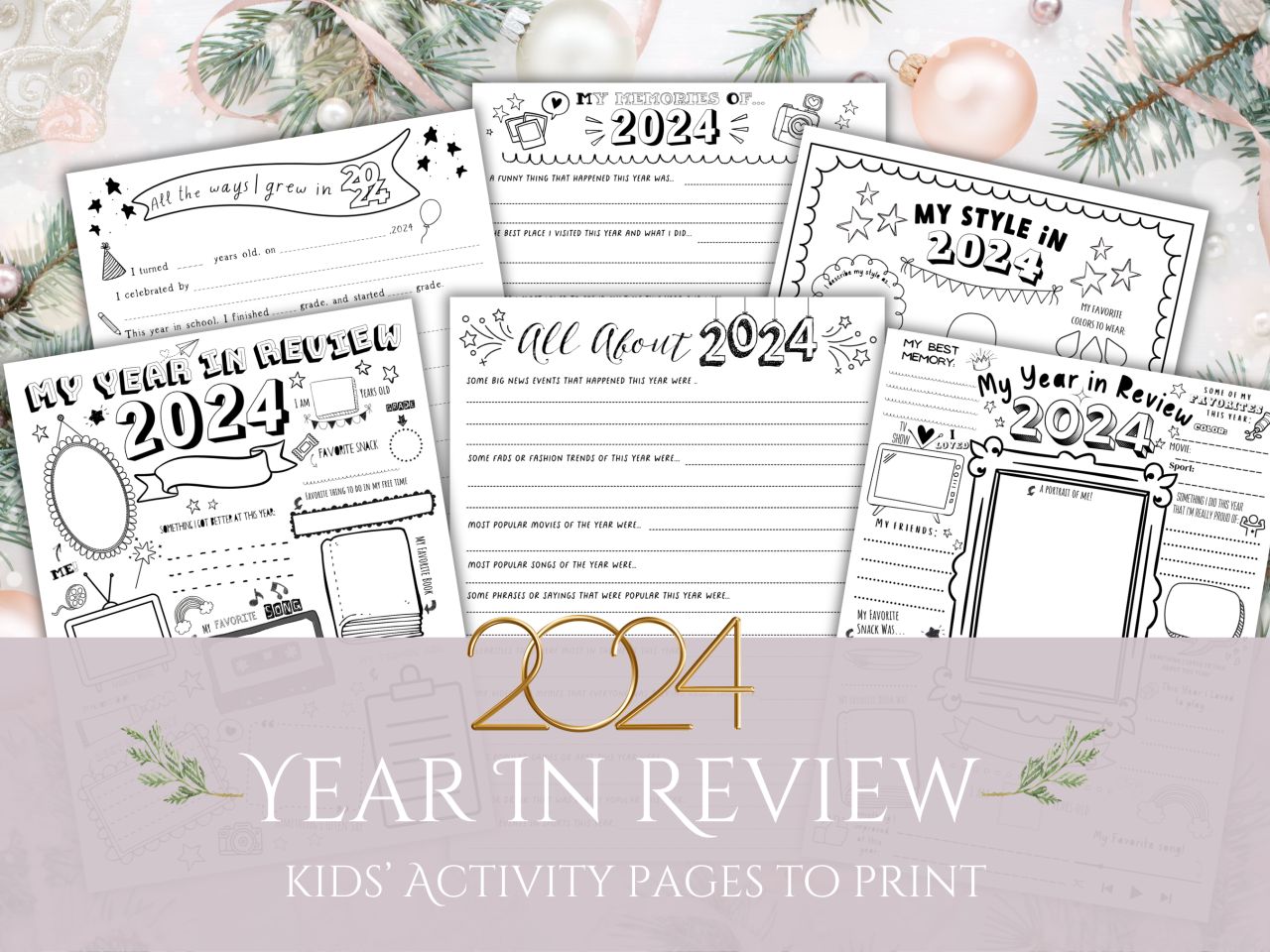 Kids' Printable Year in Review 2024 Activity Pages - Kindred + Willow